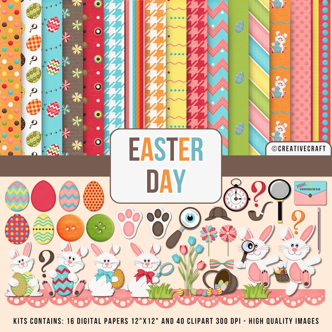 Kit Easter Day Digital Paper and Clipart 300 DPI Maximum Quality ...