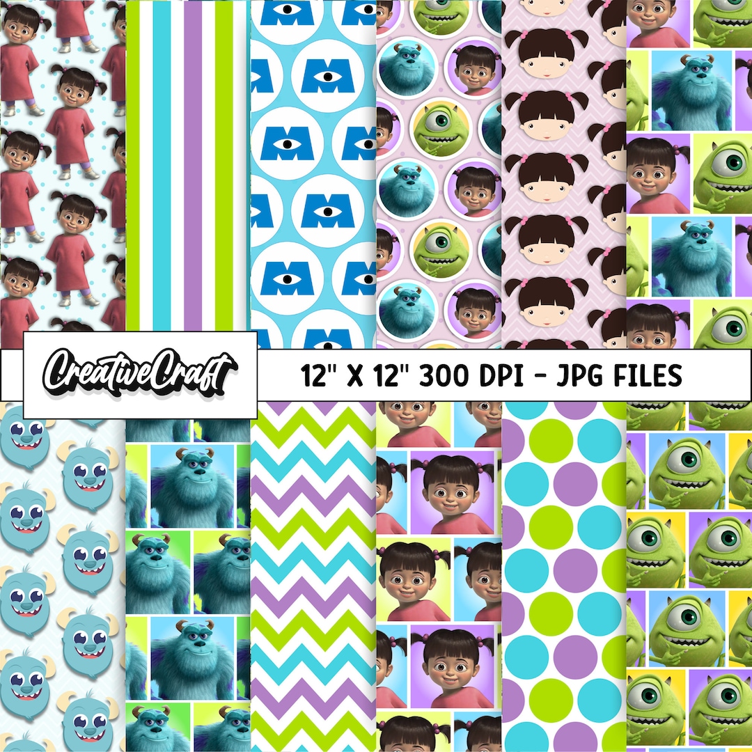 12 Monster Inc Digital Papers 300 DPI Maximum Quality, Monster Inc ...