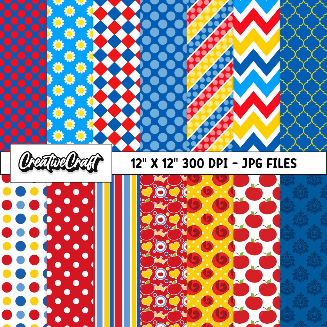 14 Princess Snow White Digital Papers 300 DPI Highest Quality, Snow ...
