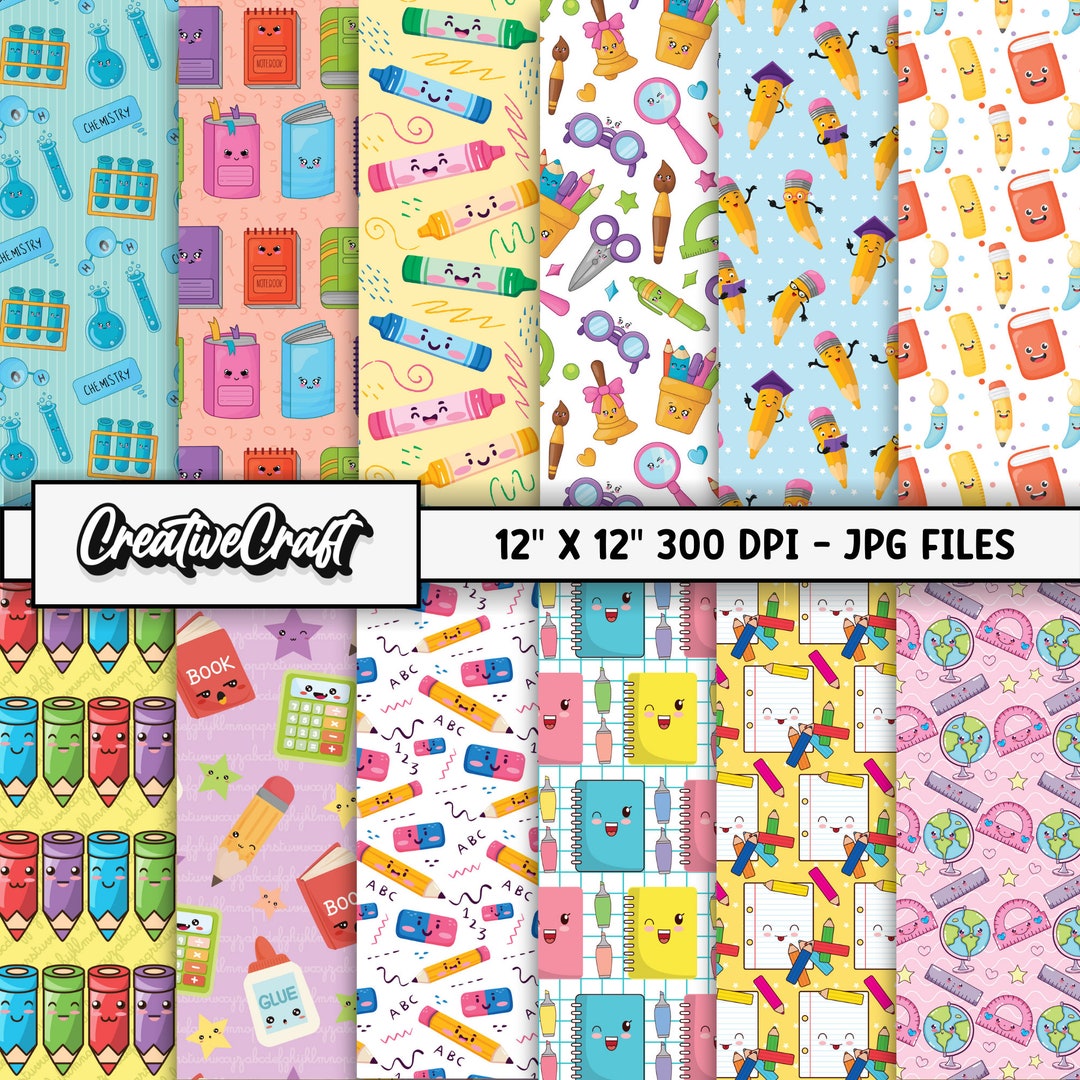 12 Back to School Digital Papers 300 DPI Maximum Quality, Back to ...