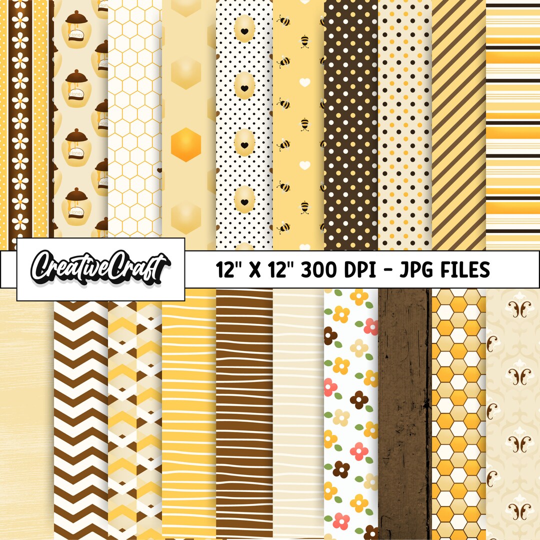 20 Honeybee Bee Digital Papers 300 DPI Maximum Quality, Honeybee ...