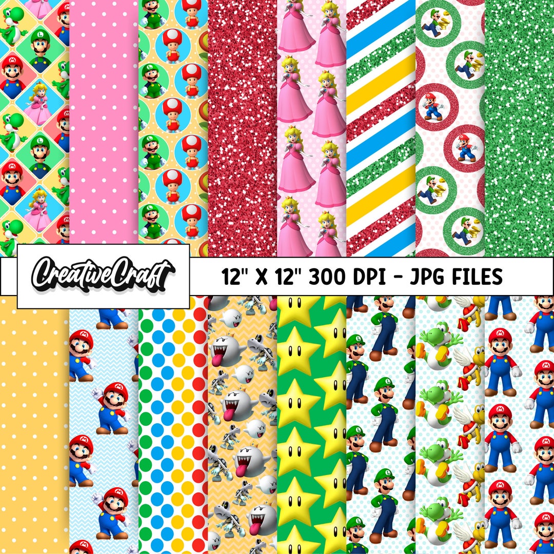 16 Mario Videogame Digital Papers 300 DPI Highest Quality, Mario ...