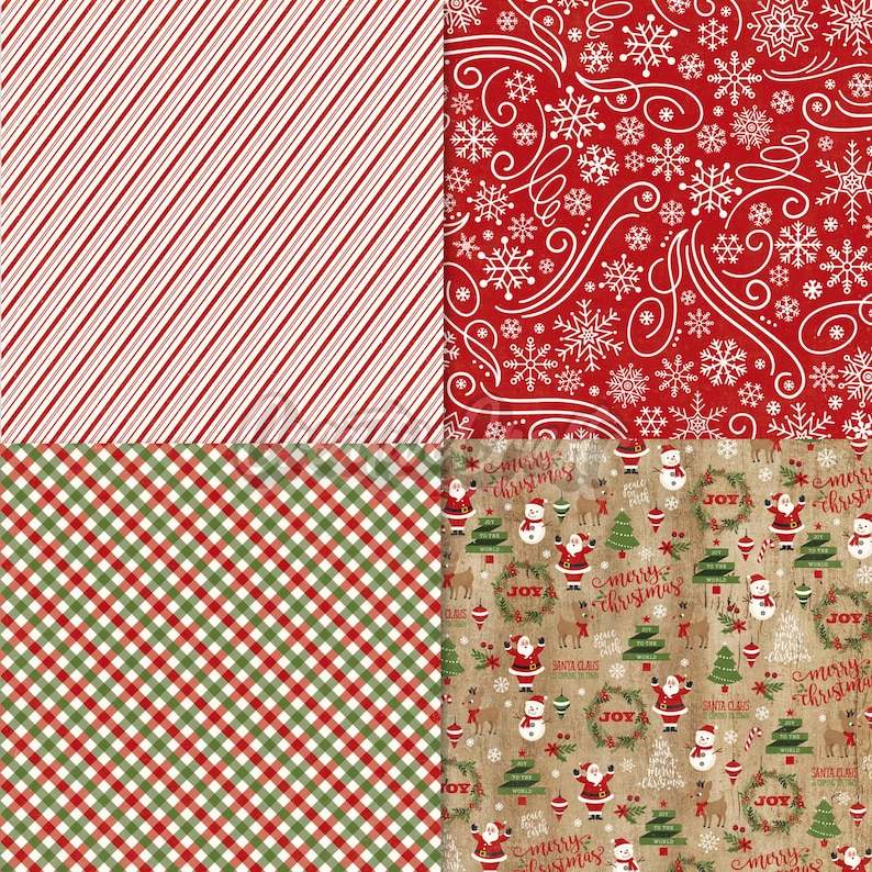 18 Christmas Digital Papers 300 DPI Maximum Quality, Christmas ...