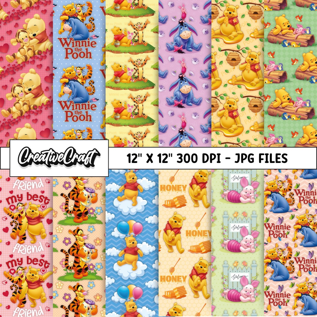 12 Winnie Pooh Digital Papers 300 DPI Maximum Quality, Winnie Pooh ...