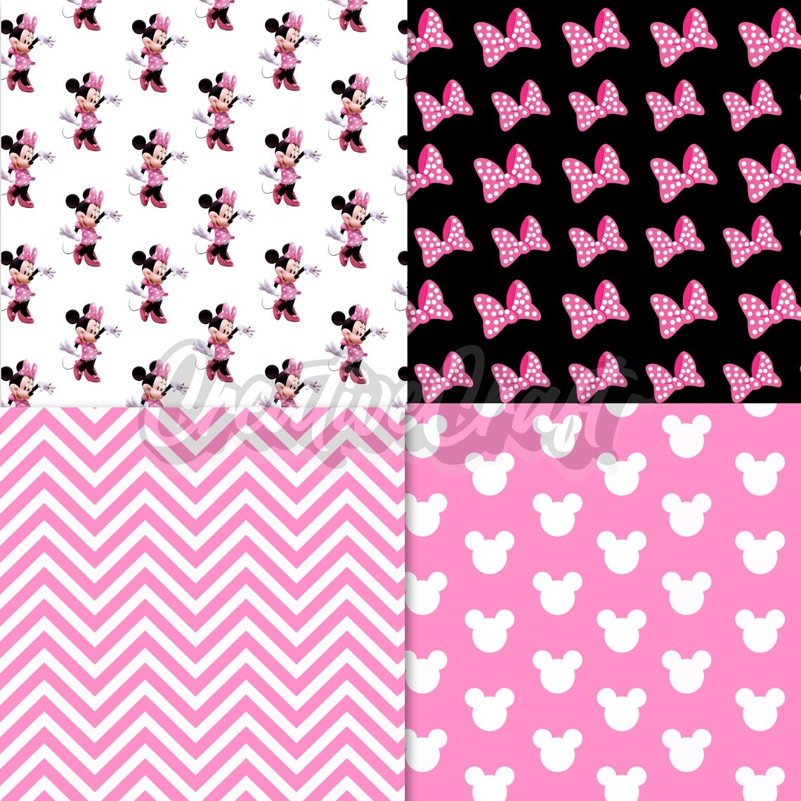 16 Minnie the Mouse Digital Papers 300 DPI Maximum Quality, Minnie ...