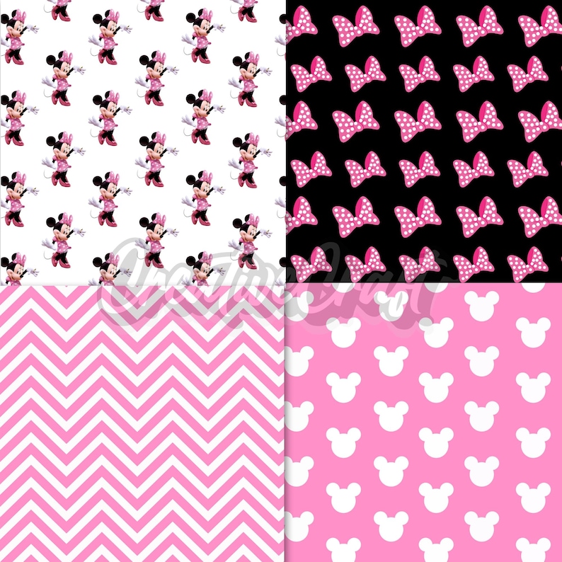 16 Minnie the Mouse Digital Papers 300 DPI Maximum Quality, Minnie ...