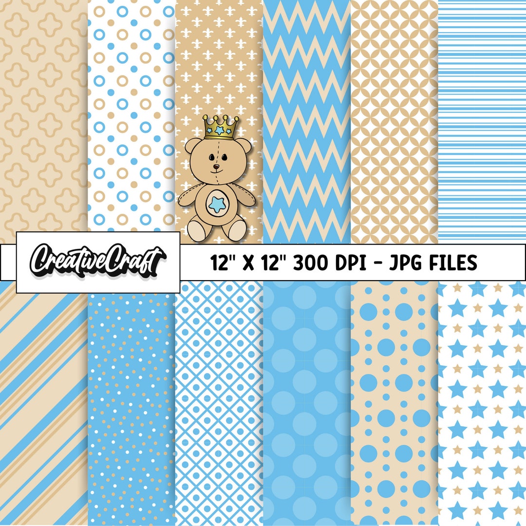 12 Baby Boy Digital Papers 300 DPI Maximum Quality, Baby Boy ...