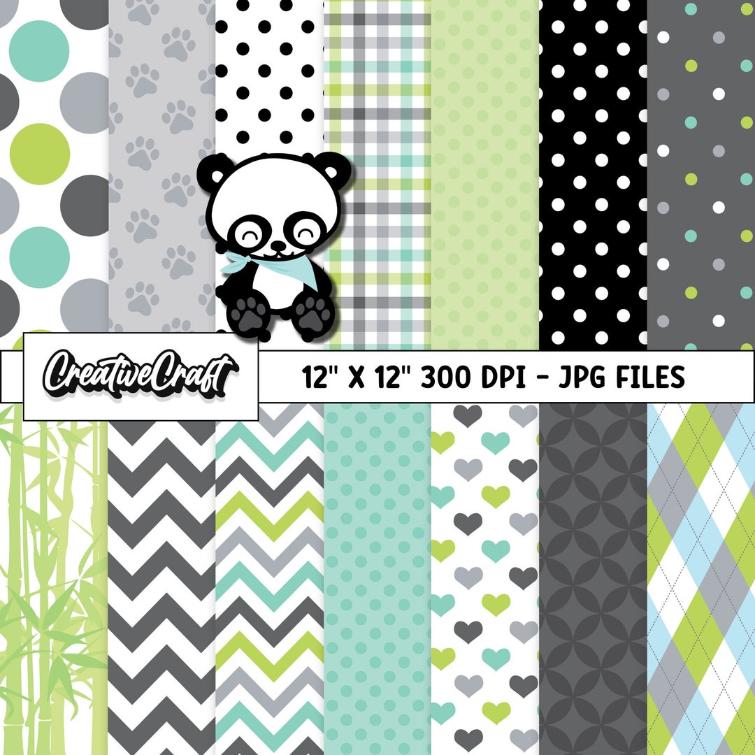 14 Baby Panda Digital Papers 300 DPI Maximum Quality, Baby Panda ...