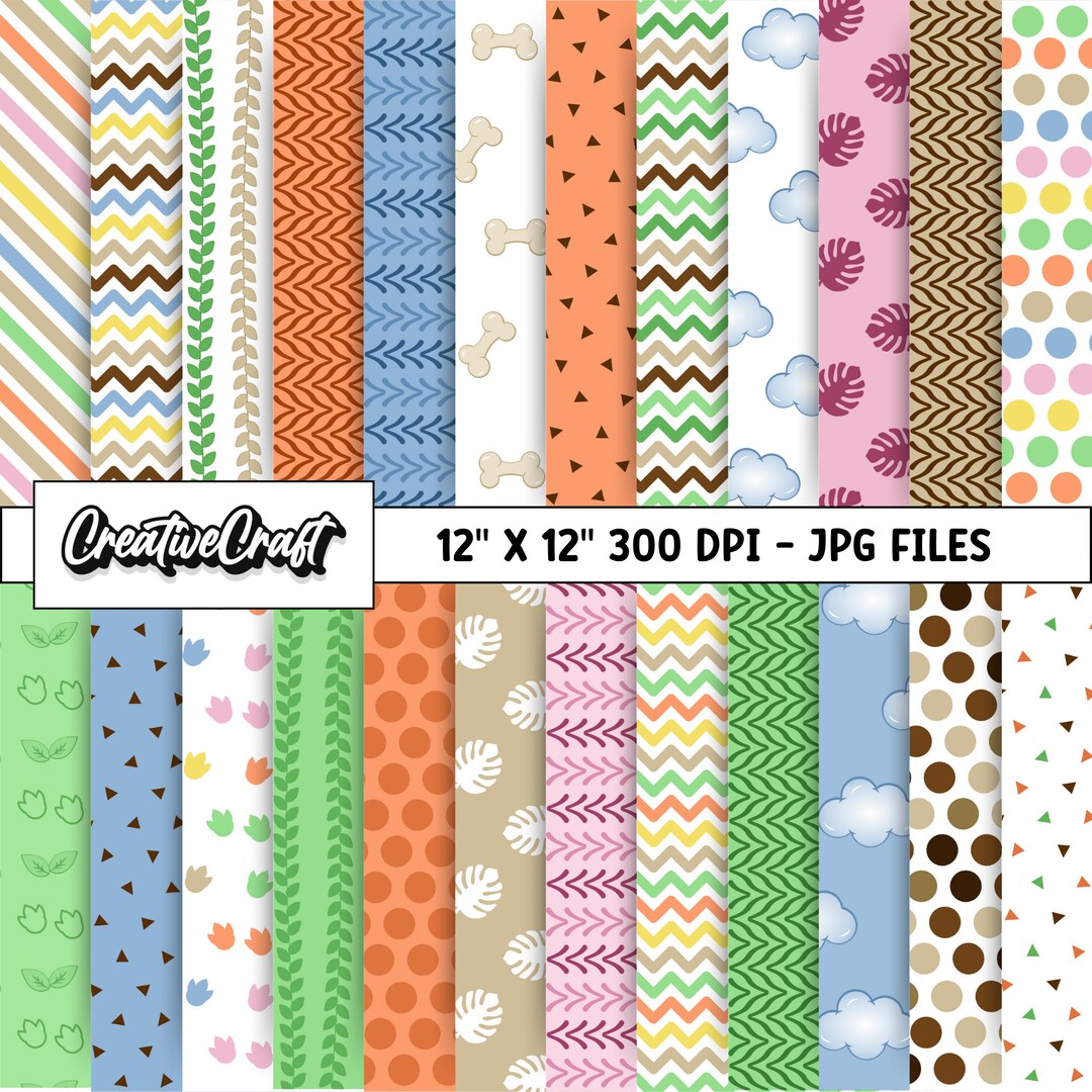 24 Dinosaurs Digital Papers 300 DPI Maximum Quality, Dinosaurs ...