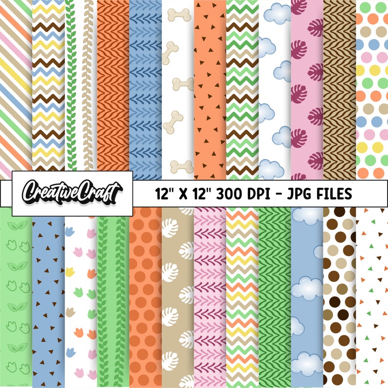 24 Dinosaurs Digital Papers 300 DPI Maximum Quality, Dinosaurs ...
