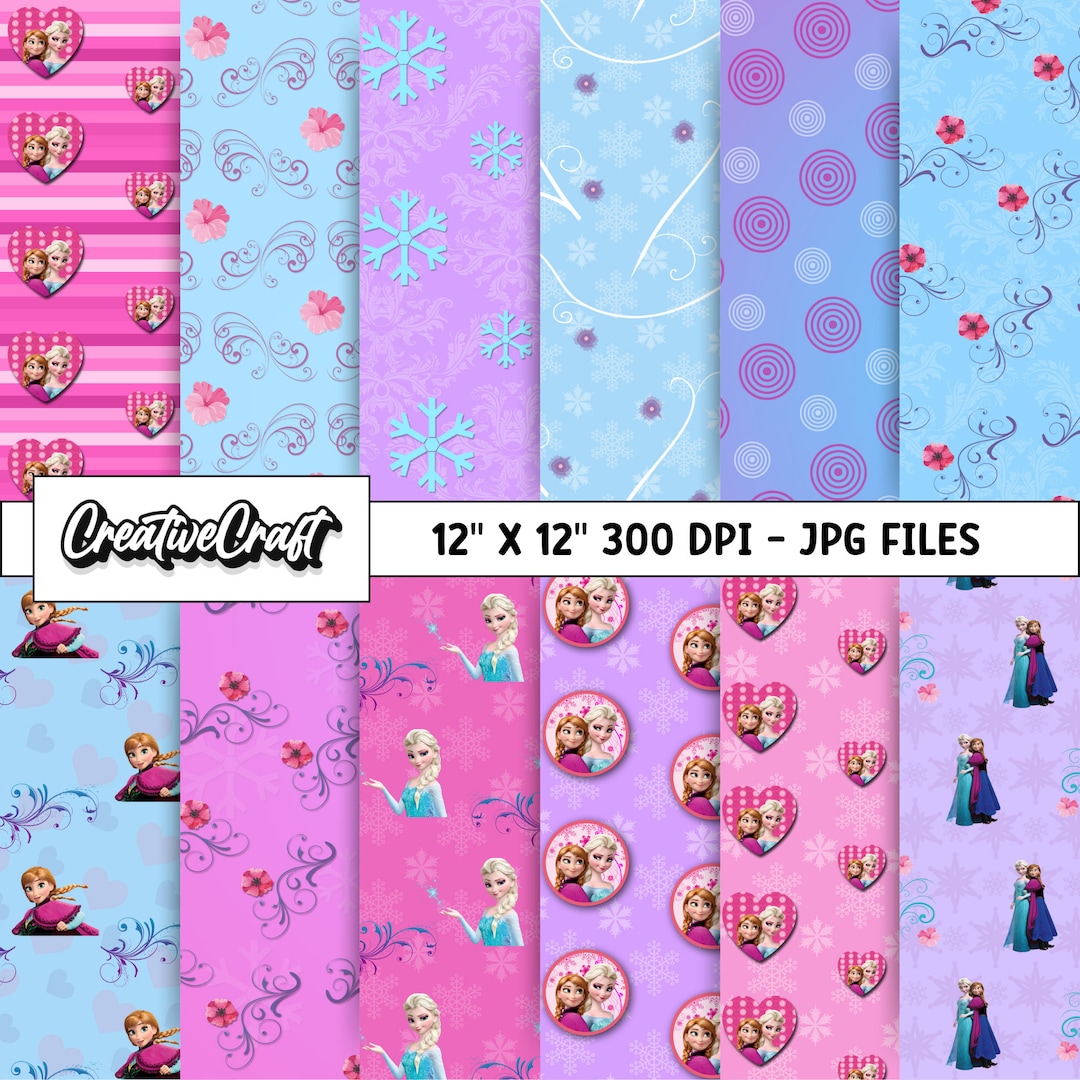 12 Princess Frozen Digital Papers 300 DPI Maximum Quality, Frozen ...