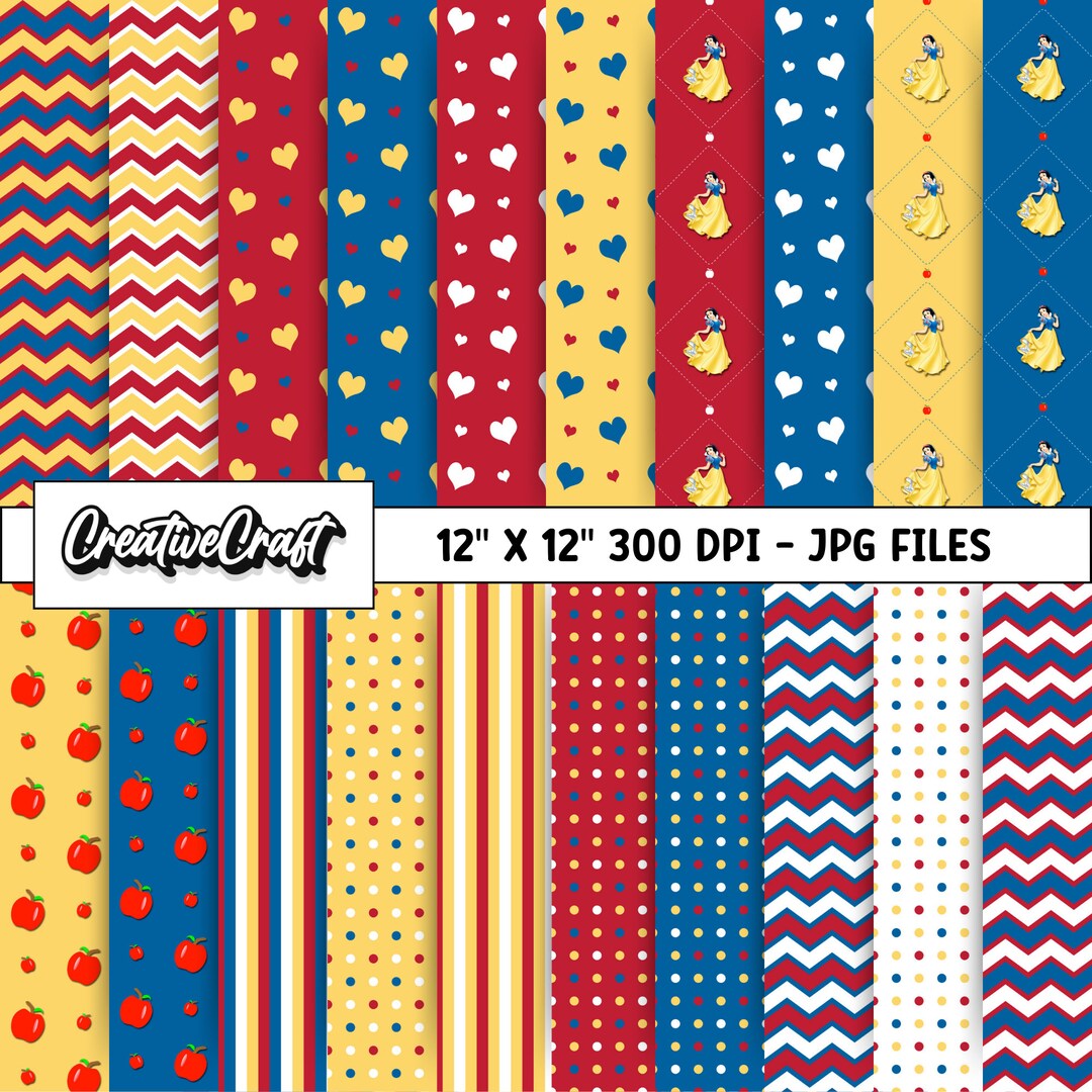 20 Princess Snow White Digital Papers 300 DPI Highest Quality, Snow ...