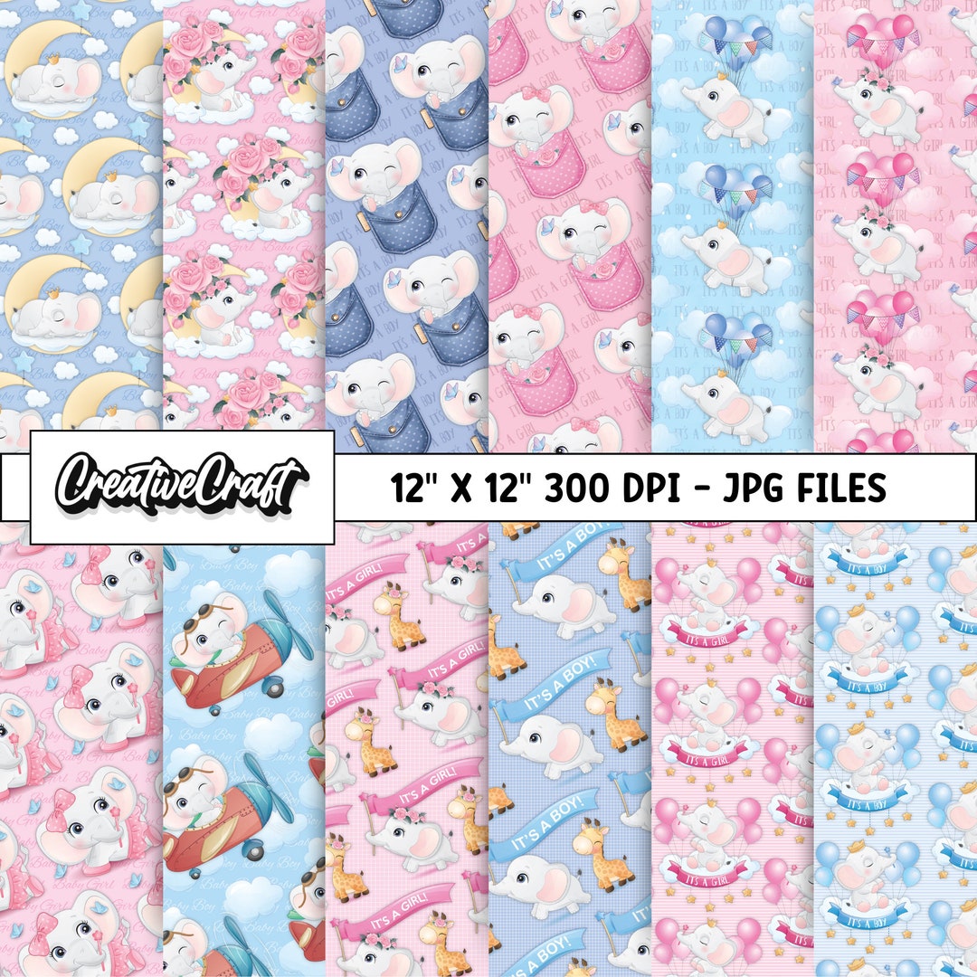 12 Baby Shower Digital Papers 300 DPI Highest Quality, Baby Shower ...