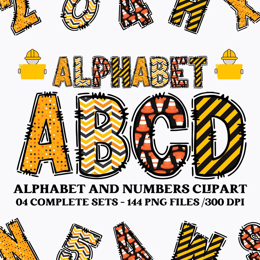 Construction Alphabet Clipart PNG. 4 Styles With Construction Clipart ...