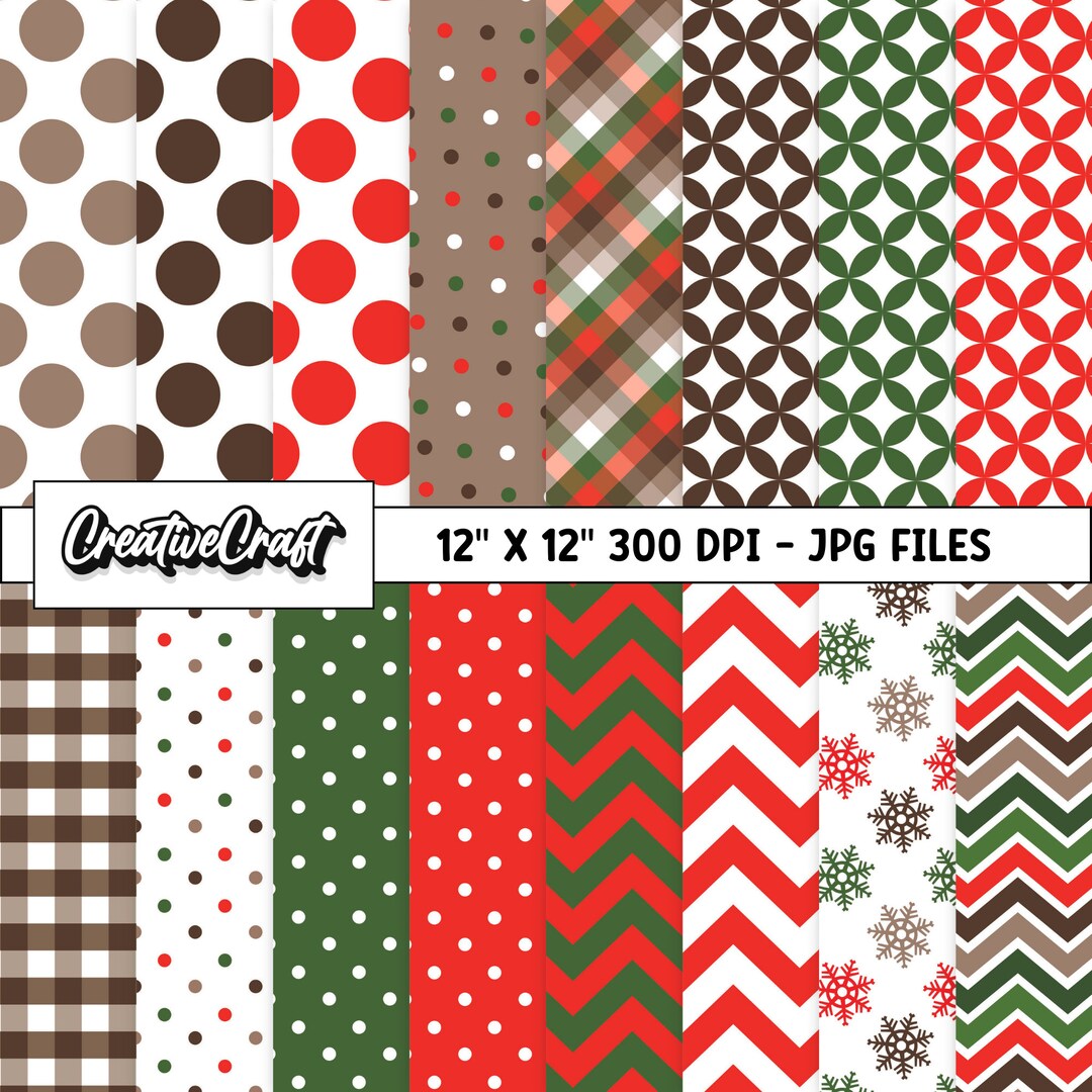 14 Traditional Christmas Digital Papers 300 DPI Maximum Quality ...