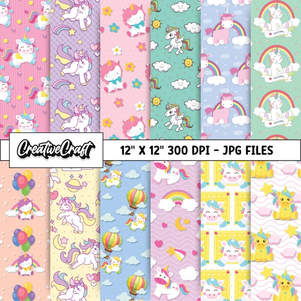 Unicorn Digital Paper - Etsy