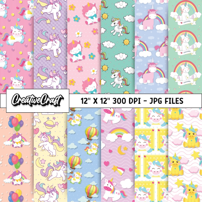 Unicorn Digital Paper - Etsy