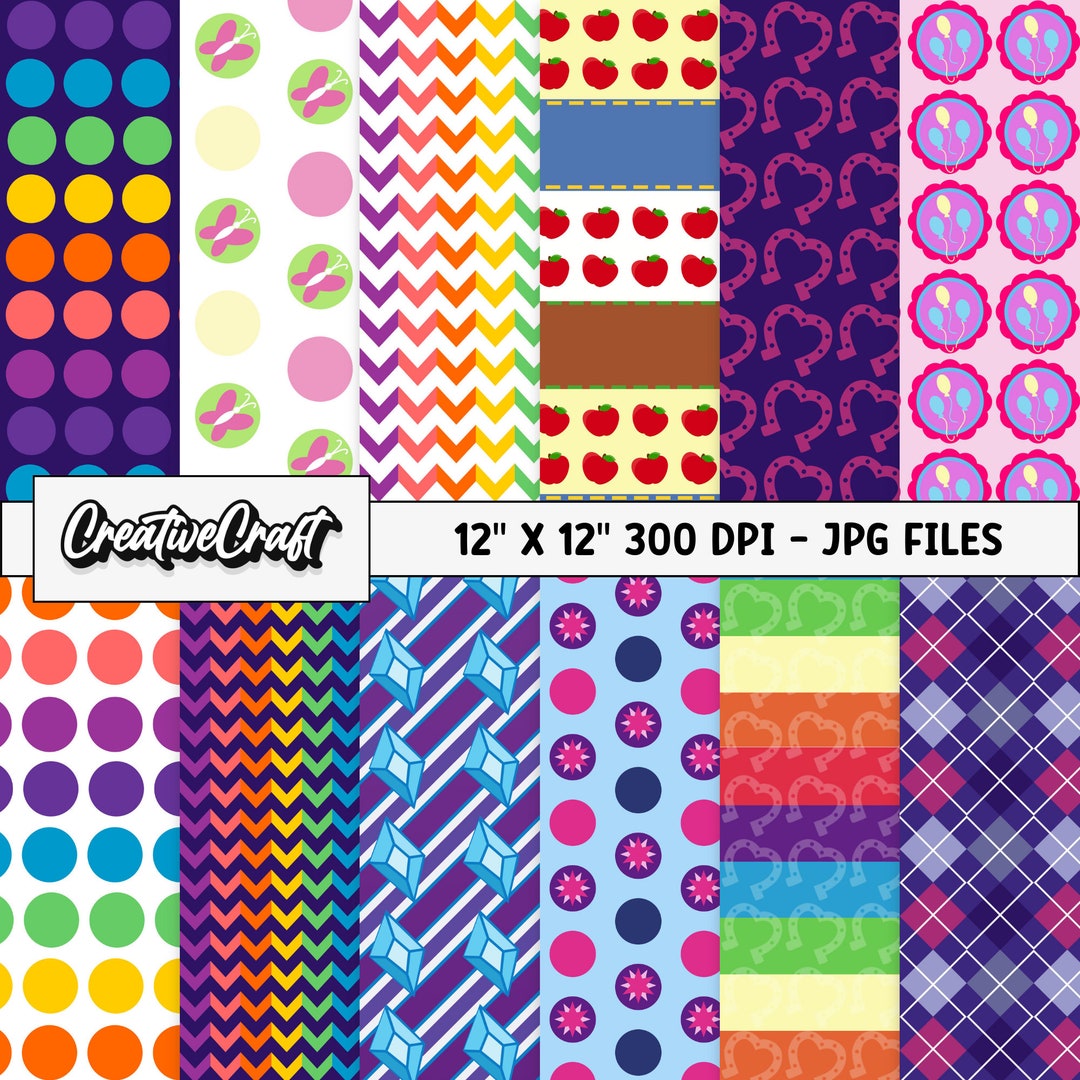 12 Unicorns Colors Digital Papers 300 DPI Maximum Quality, Unicorn ...