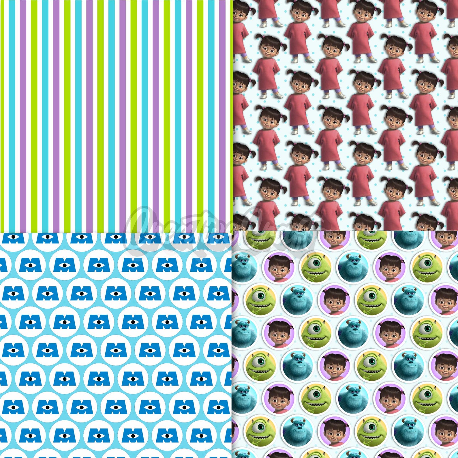 12 Monster Inc Digital Papers 300 DPI Maximum Quality, Monster Inc ...