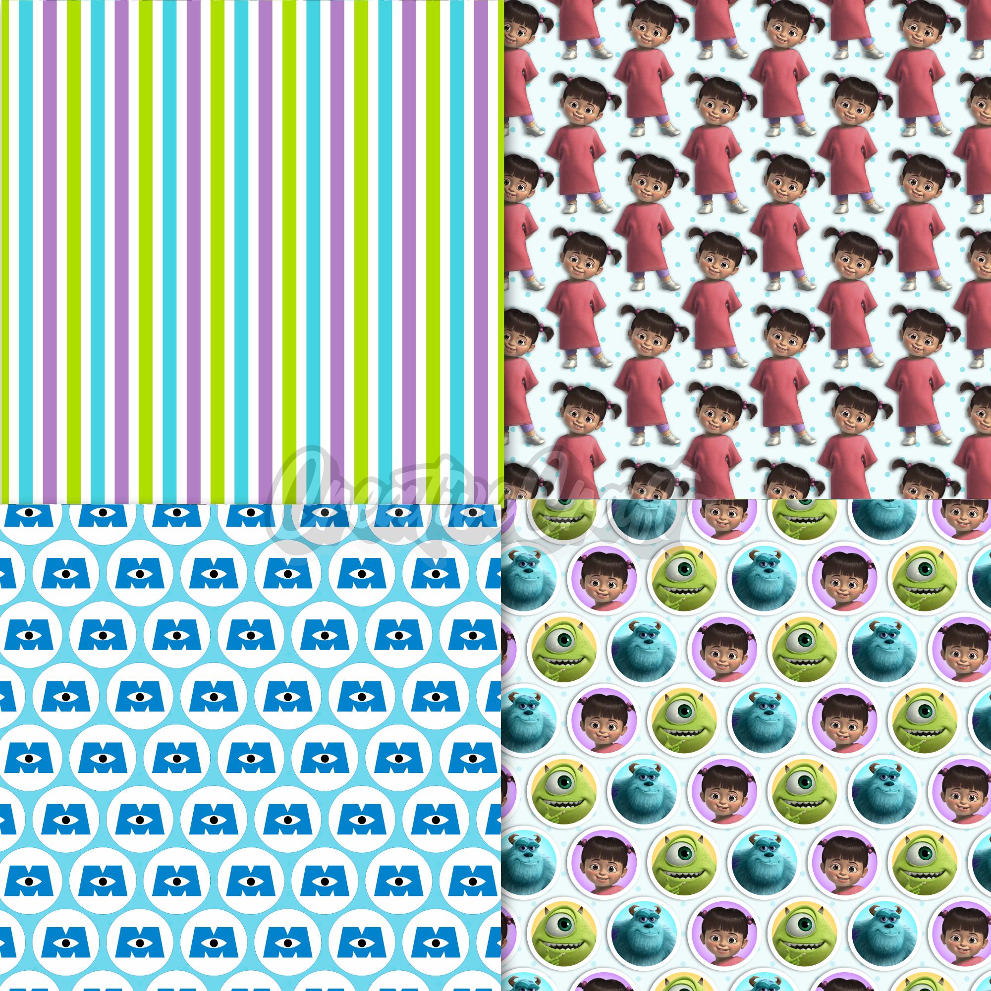 12 Monster Inc Digital Papers 300 DPI Maximum Quality, Monster Inc ...