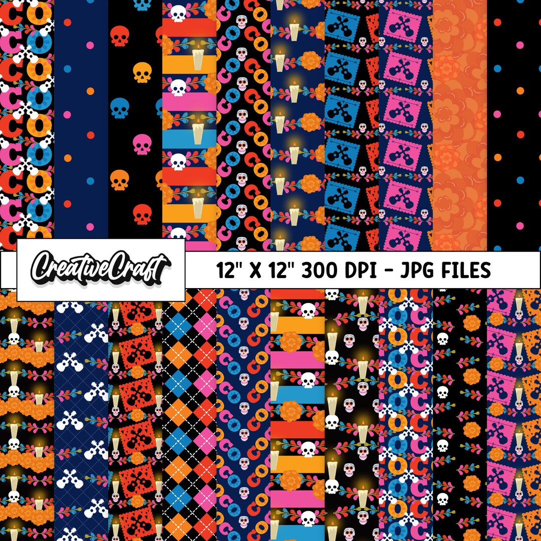 20 Coco Digital Papers Day of the Dead 300 DPI Maximum Quality, Coco ...