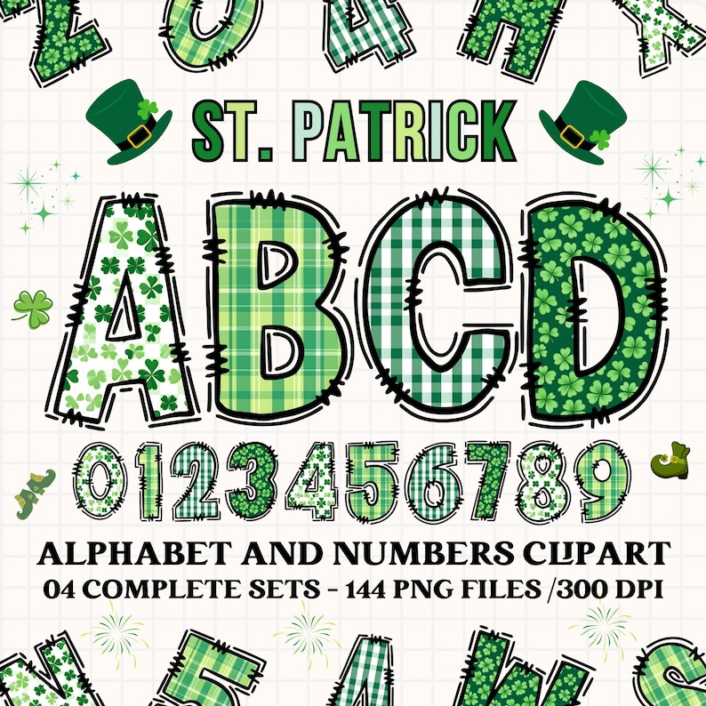 Alphabet Png Clipart Saint Patrick Day, Doodle Letters St Patrick ...