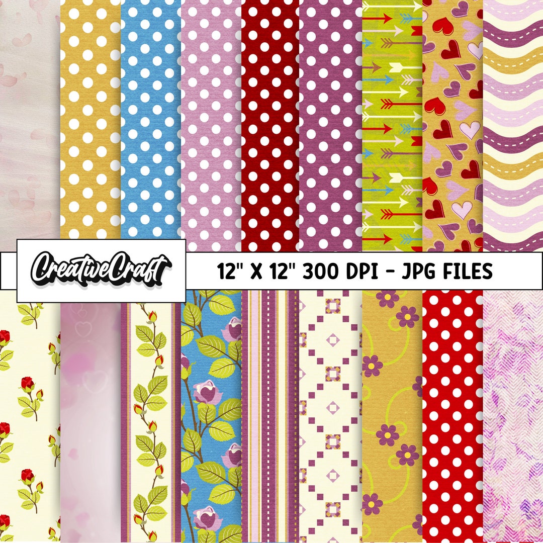 18 Valentine's Day Digital Papers 300 DPI Maximum Quality, Valentine's ...