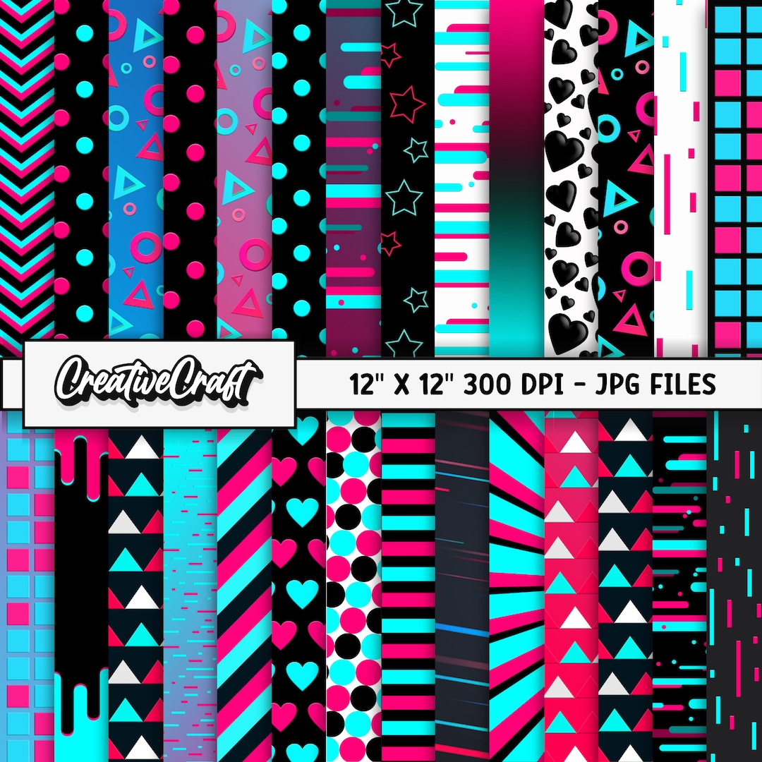 28 Tik Neon Digital Papers 300 DPI Maximum Quality, Tik Neon ...