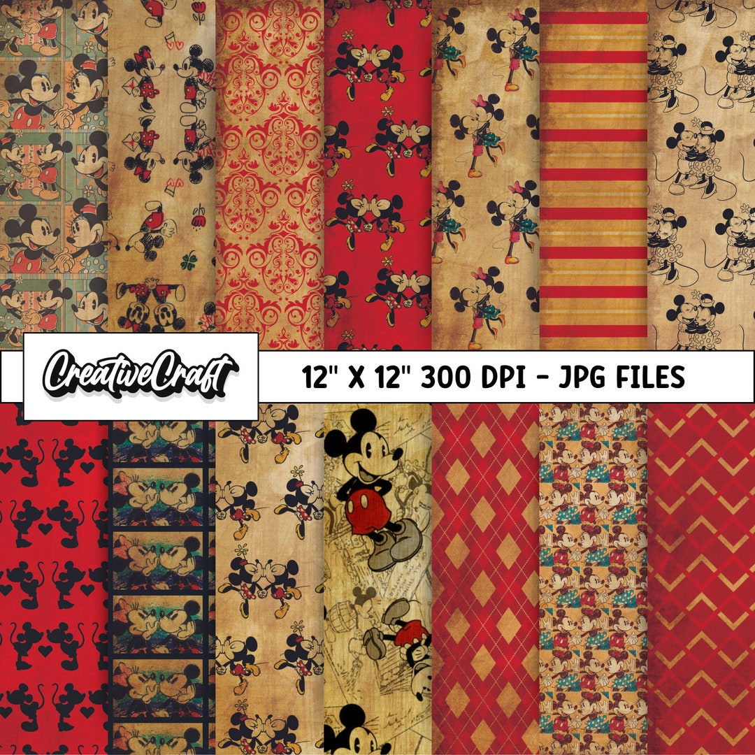 14 Mickey Vintage Digital Papers 300 DPI Maximum Quality, Mickey ...