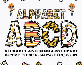 Construction Alphabet Clipart PNG. 4 Styles With Construction Cliparts ...
