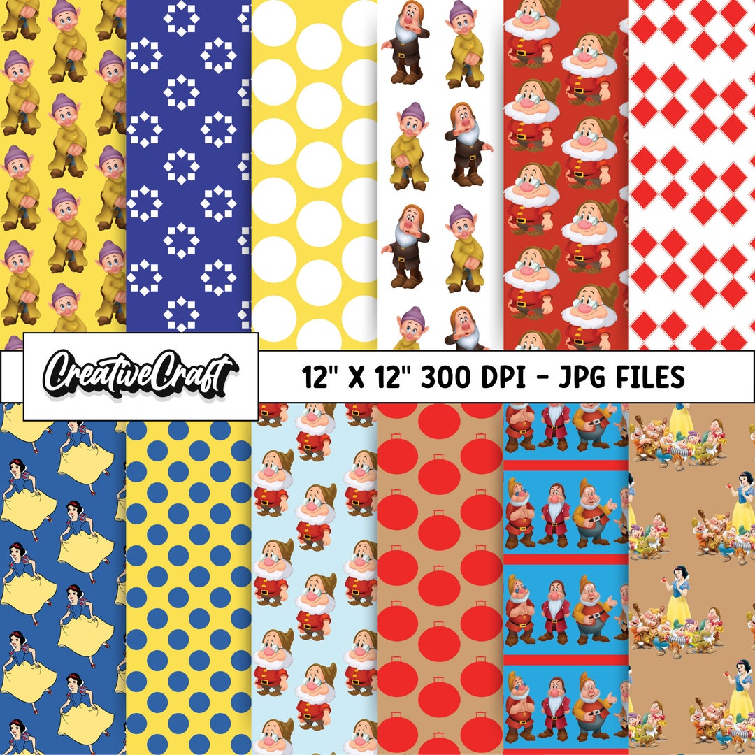 12 Princess Snow White Digital Papers 300 DPI Highest Quality, Snow ...