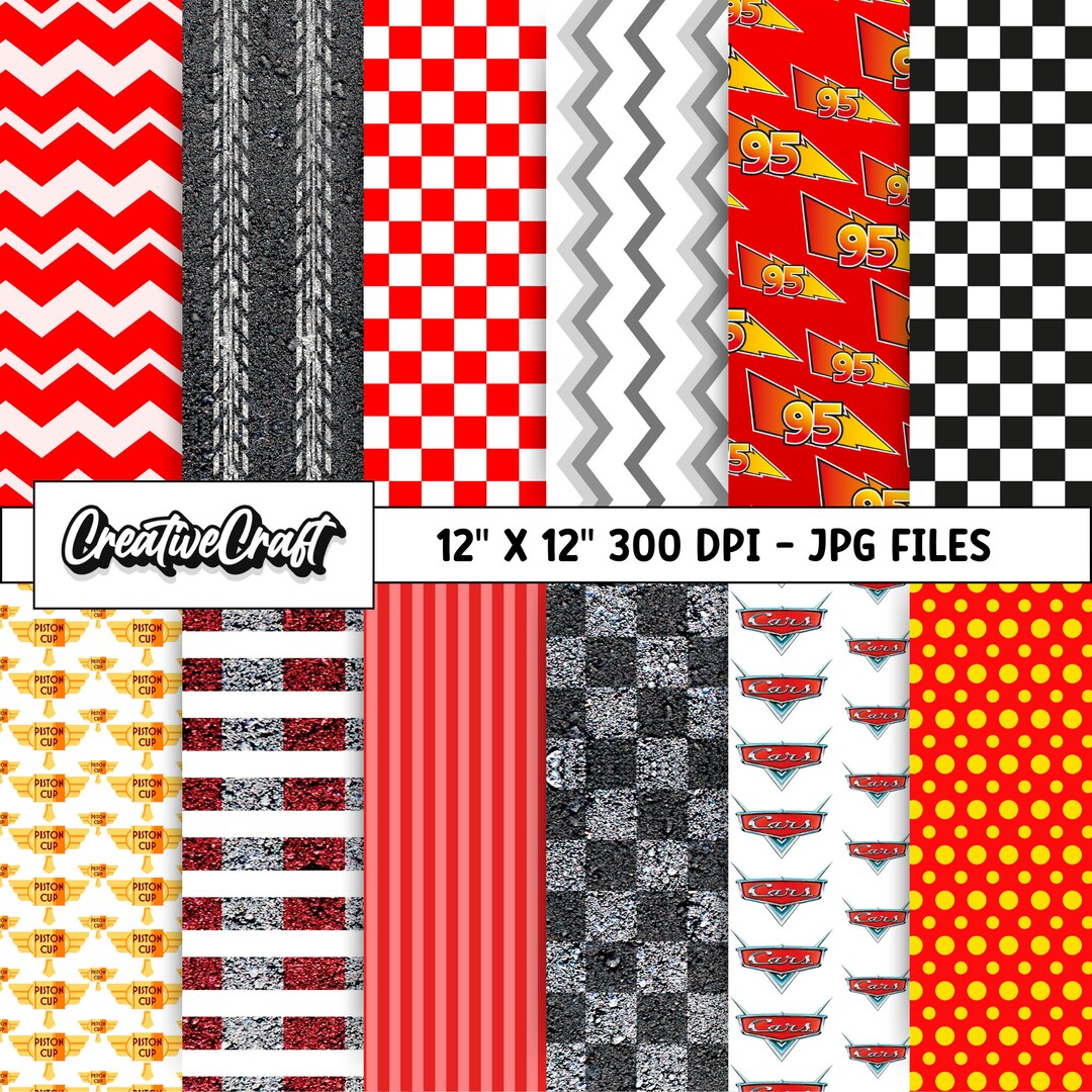 12 Lightning Mcqueen Digital Papers 300 DPI Maximum Quality, Lightning ...