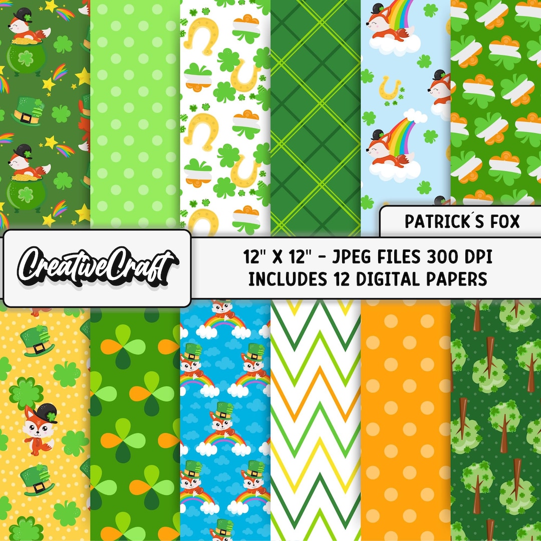 12 St Patricks Day Digital Papers 300 DPI Highest Quality, St Patricks ...