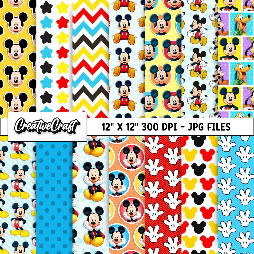 14 Mickey the Mouse Digital Papers 300 DPI Maximum Quality, Mickey ...