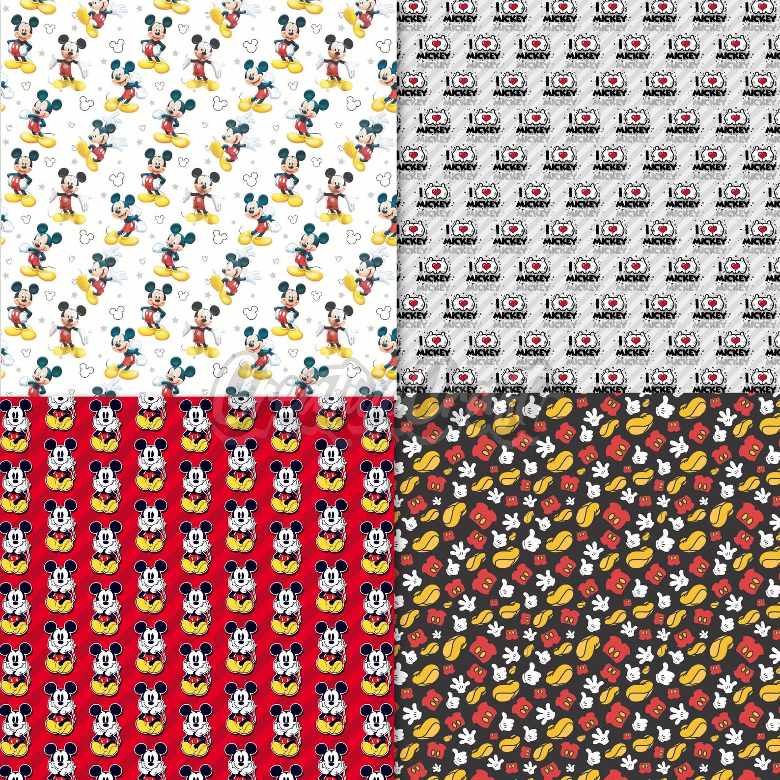 20 Mickey the Mouse Digital Papers 300 DPI Maximum Quality, Mickey ...