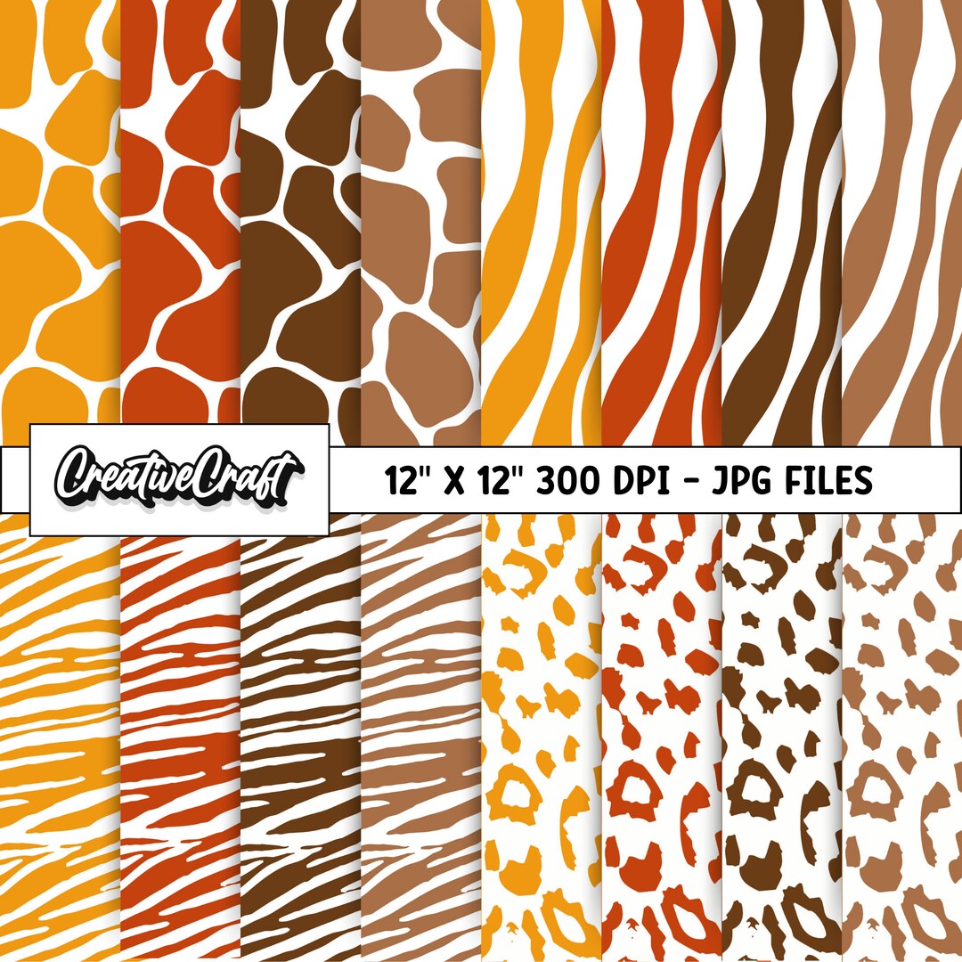 16 Safari Animals Digital Papers 300 DPI Highest Quality, Animals ...