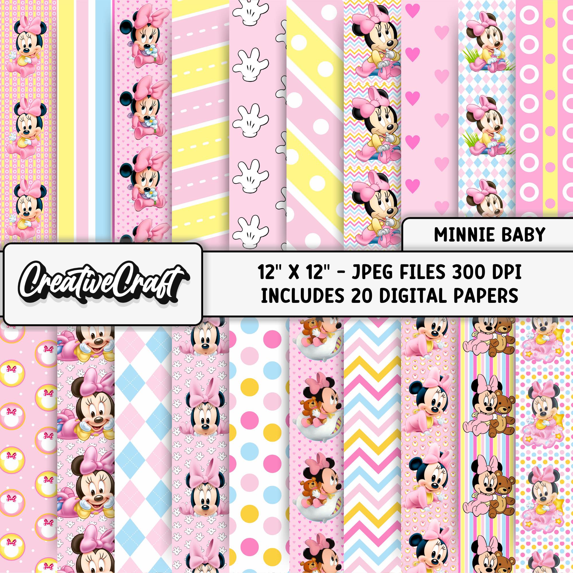 20 Minnie Mouse Baby Digital Papers 300 DPI Maximum Quality, Minnie ...