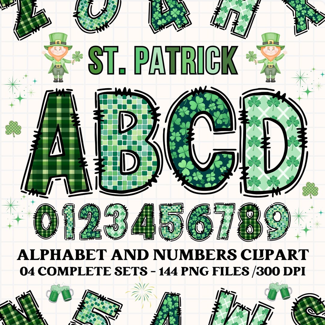 Alphabet Png Clipart Saint Patrick Day, Doodle Letters St Patrick ...