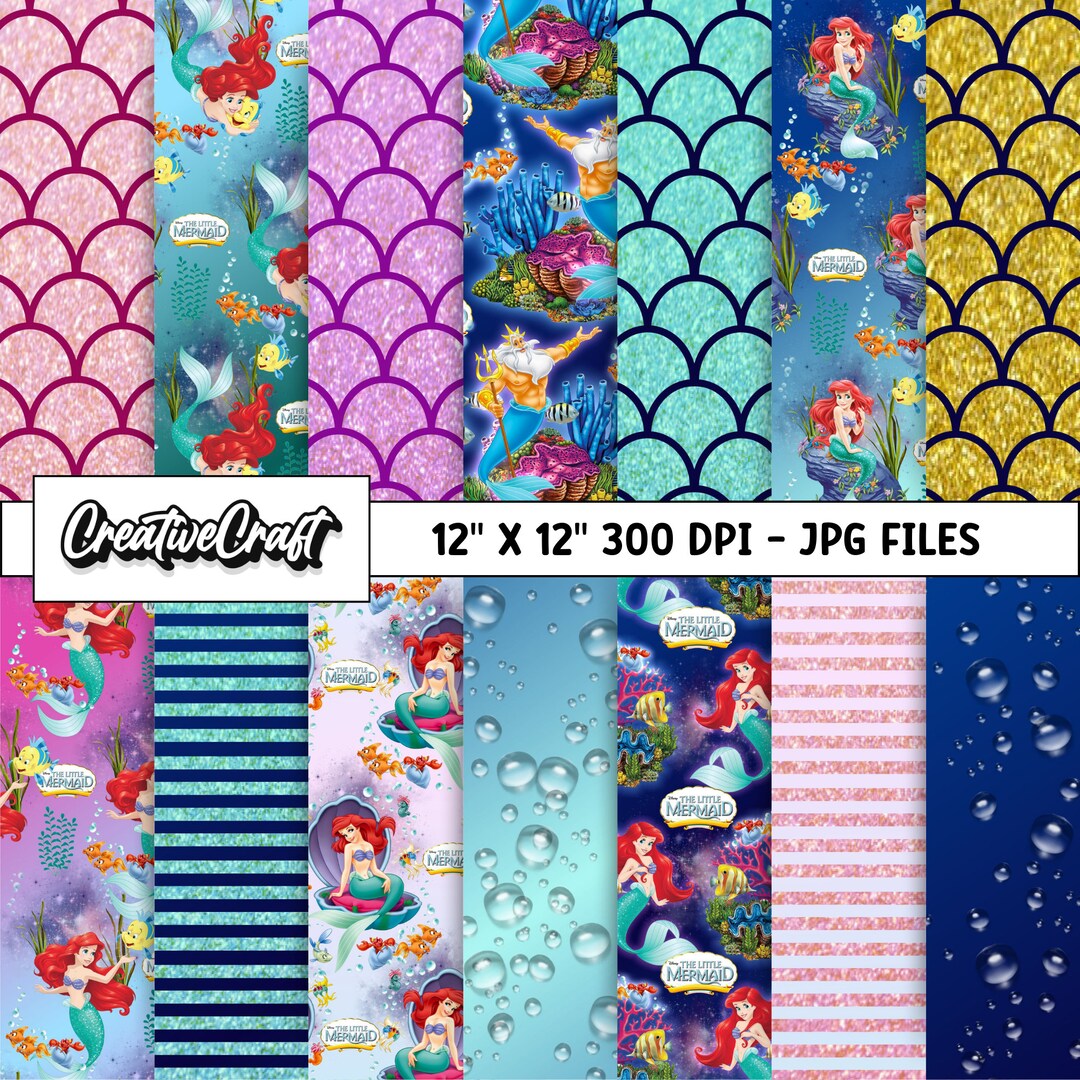 14 Little Mermaid Digital Papers 300 DPI Maximum Quality, Princess ...