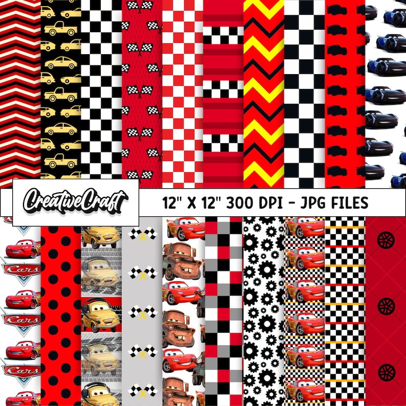 20 Lightning Mcqueen Digital Papers 300 DPI Maximum Quality, Lightning ...