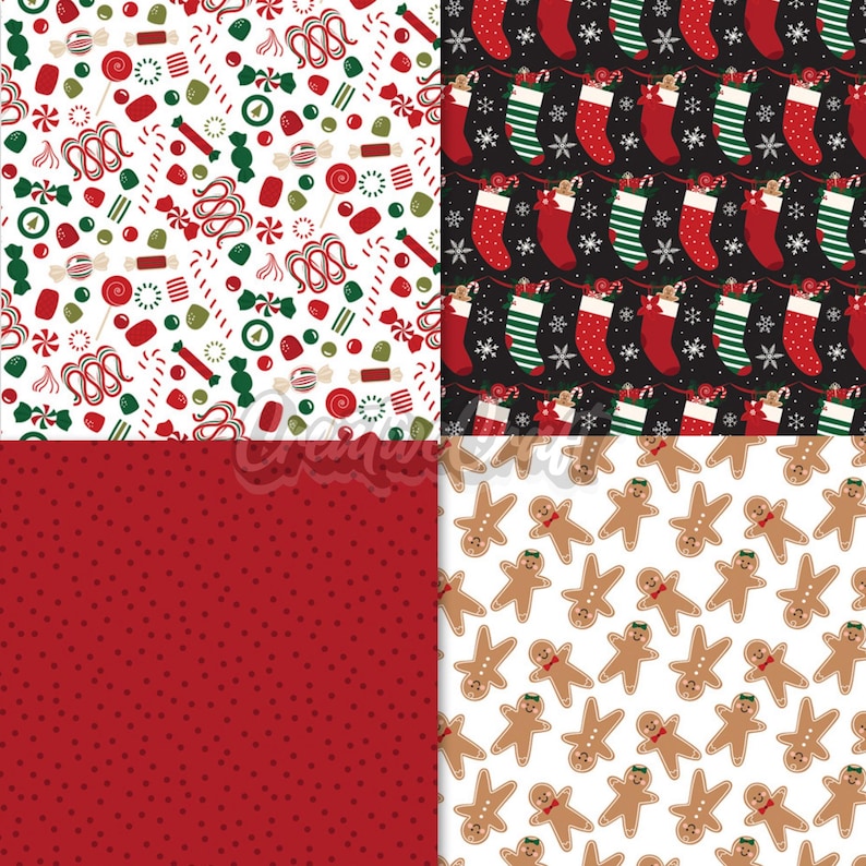 20 Christmas Gingerbread Man Digital Papers 300 DPI Maximum Quality ...