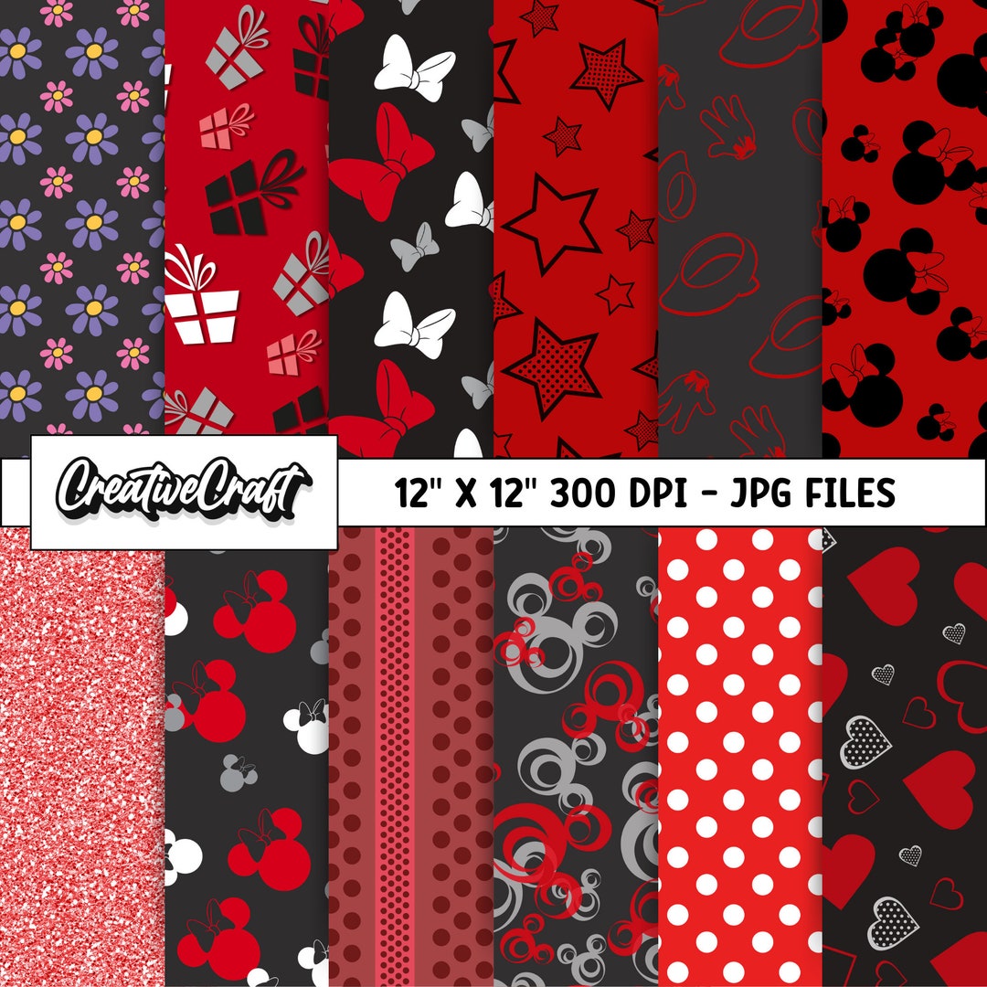 12 Minnie the Mouse Digital Papers 300 DPI Maximum Quality, Minnie ...