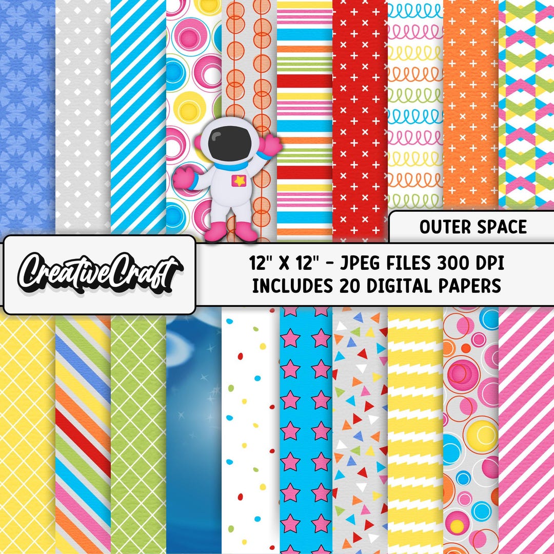 20 Outer Space Digital Papers 300 DPI Maximum Quality, Astronaut Space ...