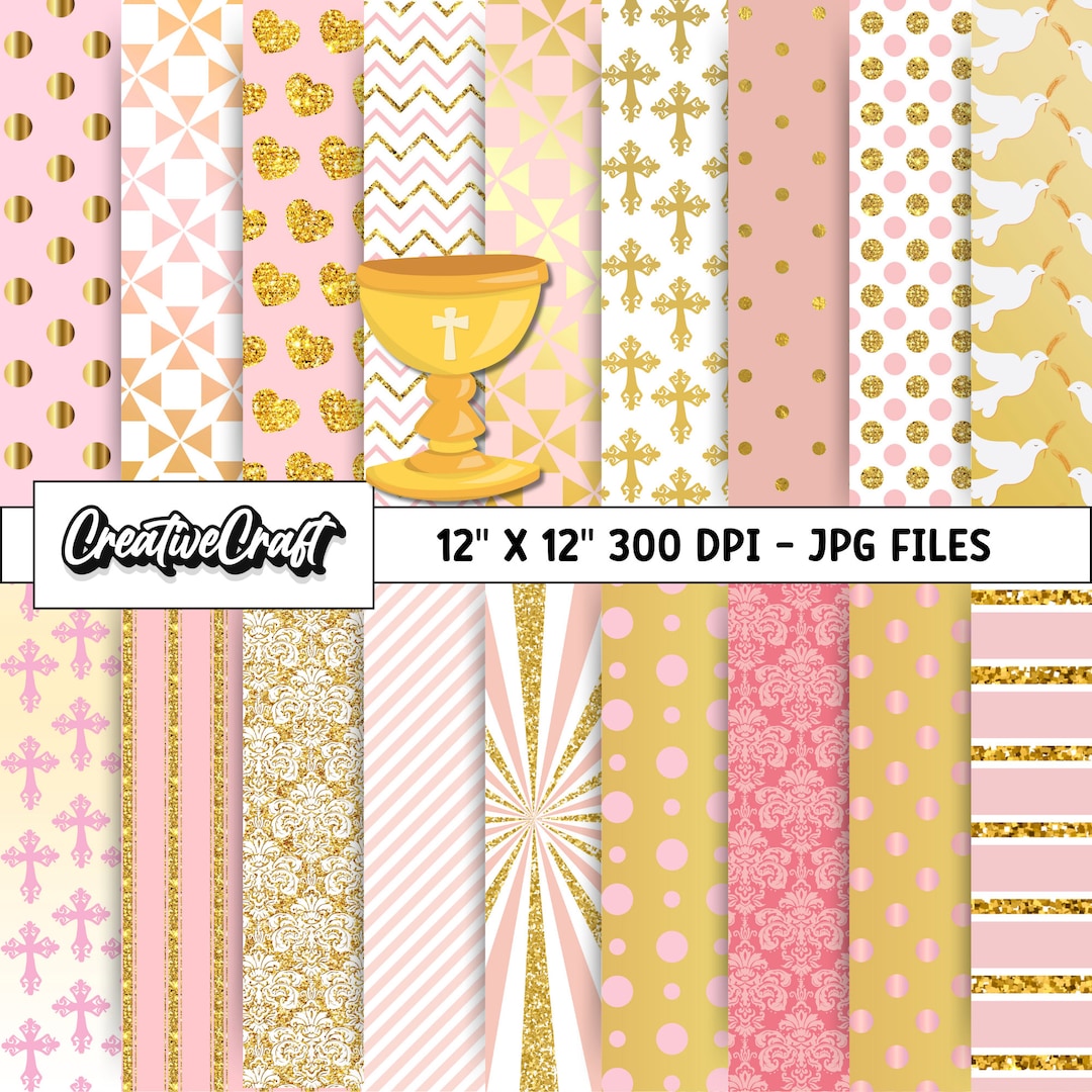 18 First Communion Girl Digital Papers 300 DPI Maximum Quality, Girl ...