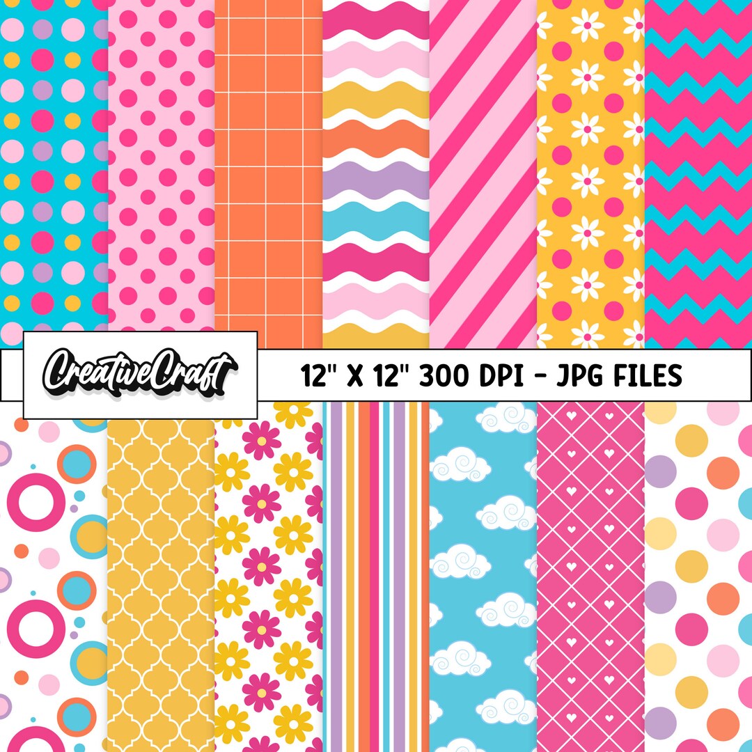 14 Pink Pig Brothers Digital Papers 300 DPI Maximum Quality, Pink ...