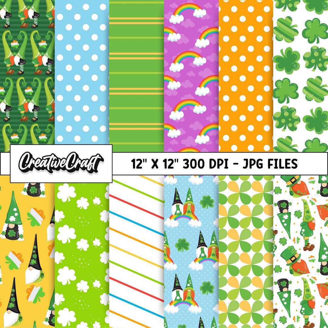 12 St Patricks Day Digital Papers 300 DPI Highest Quality, St Patricks ...