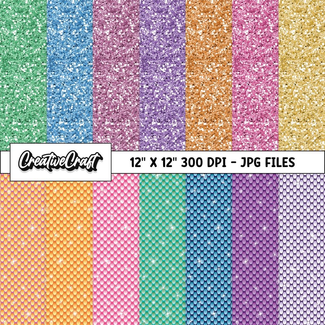 14 Colors Glitter Digital Papers 300 DPI Maximum Quality, Scrapbooking Glitter Colors, Glitter ...