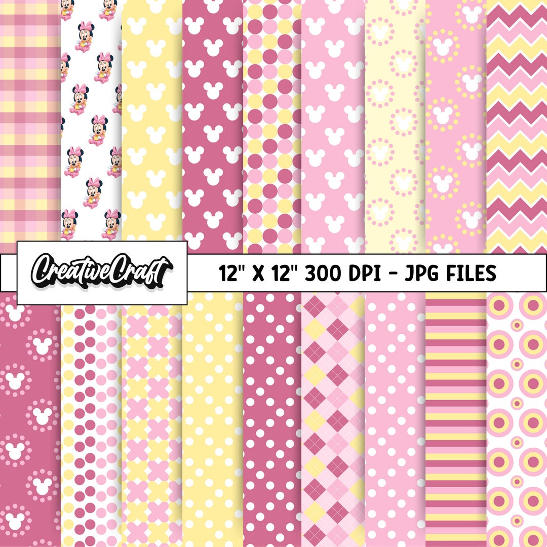 18 Minnie Mouse Baby Digital Papers 300 DPI Maximum Quality, Minnie ...