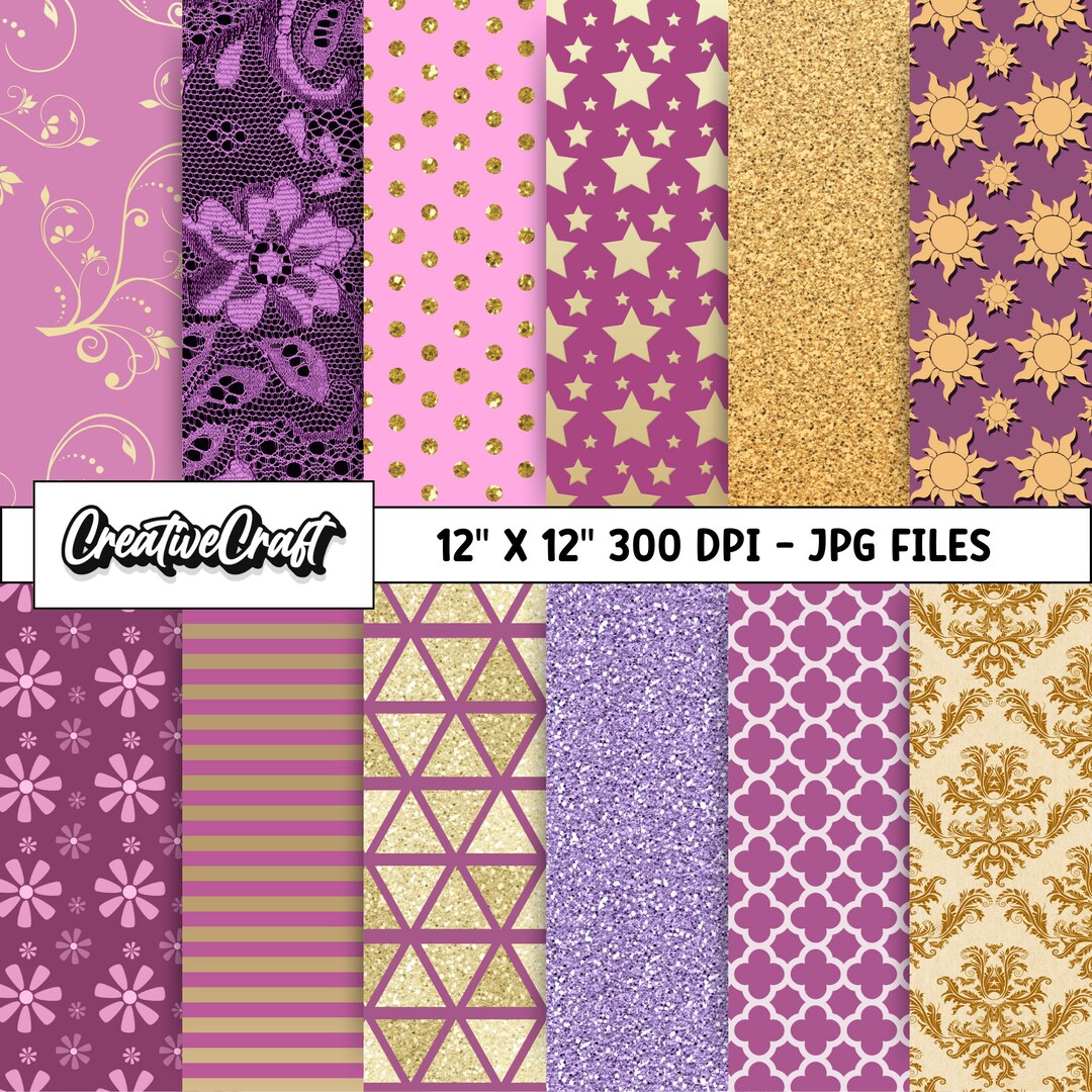 12 Princess Tangled Digital Papers 300 DPI Highest Quality, Princess ...