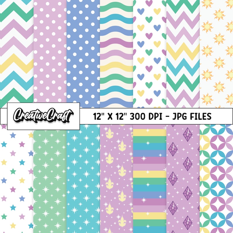 14 Unicorns Pastel Colors Digital Papers 300 DPI Maximum Quality ...